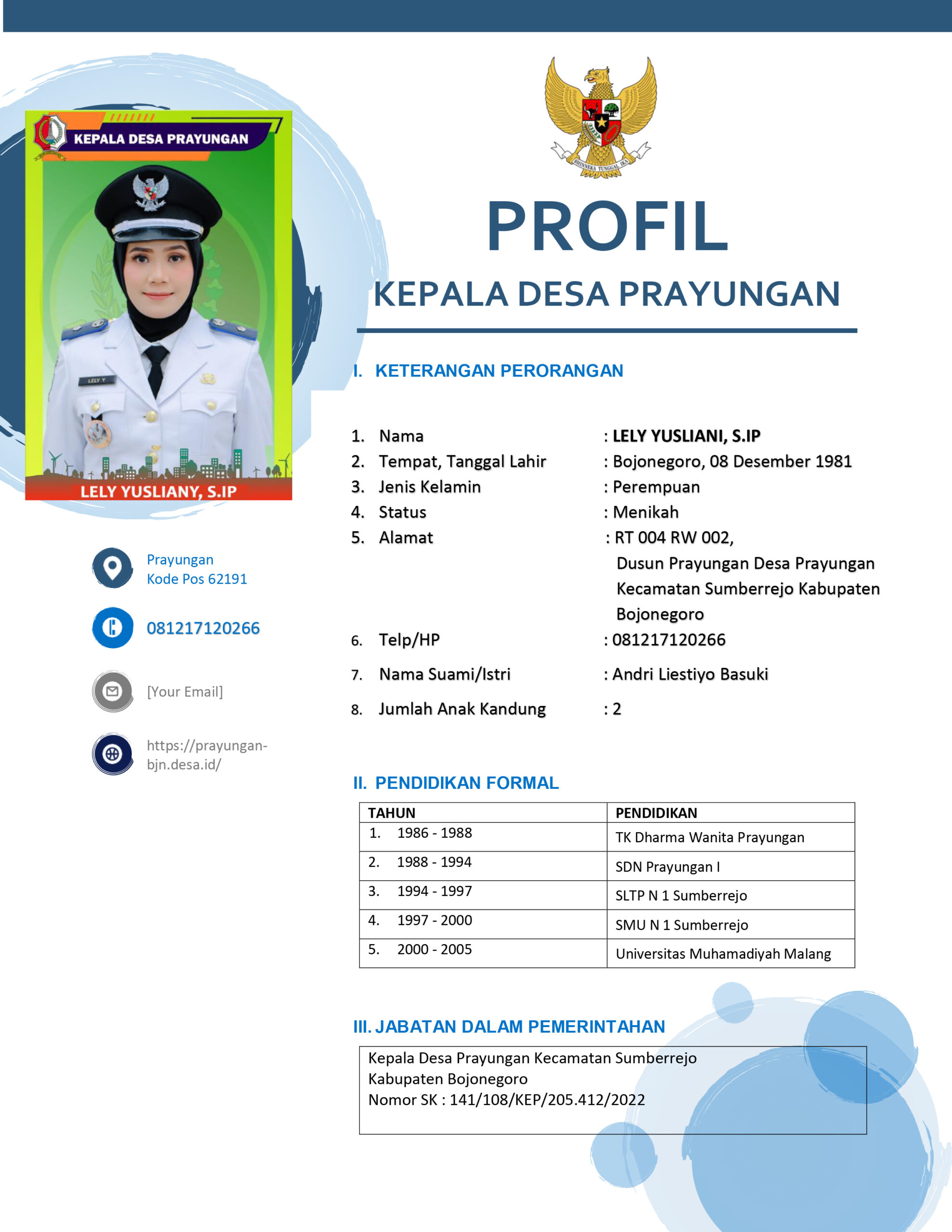 PROFIL KEPALA DESA - WEBSITE DESA PRAYUNGAN